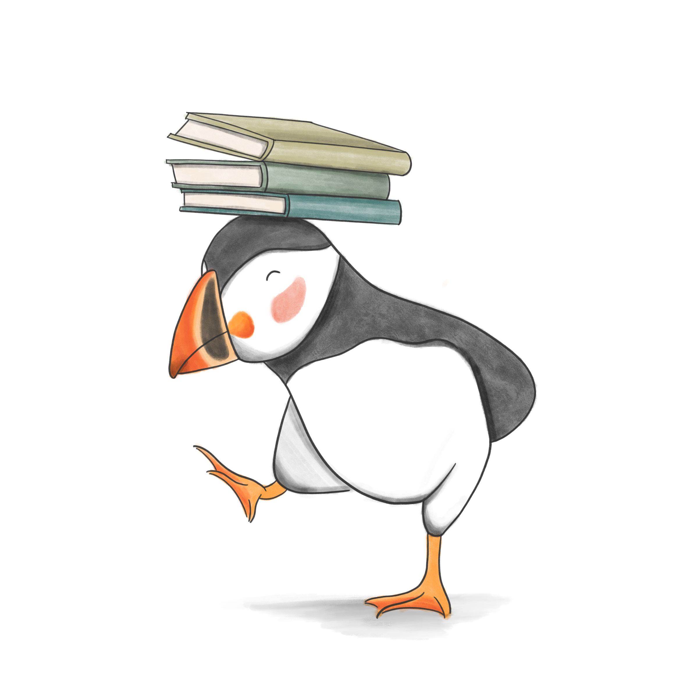Puffin Balancing Books - Janae Design Studio